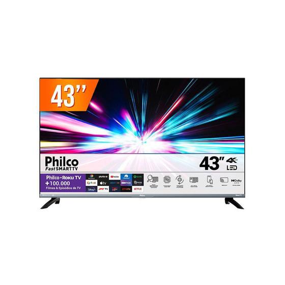Smart TV LED 43" Ultra HD 4K Philco Roku PTV43G70R2CSGBL 4 HDMI 2 USB Wi-Fi Bivolt - Smart TV ...