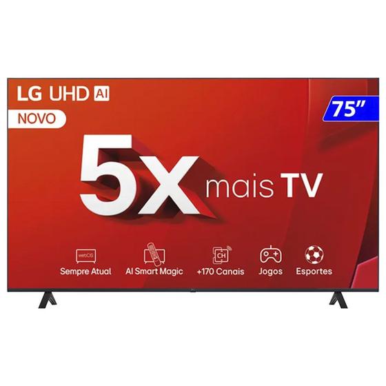Smart TV LG 75 Polegadas 4K WIFI WEBOS 24 LG ThinQ AI 75UT8050PSA - TV 4K Ultra HD - Magazine Luiza