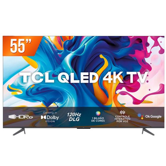 Smart TV QLED 55" Google TV UHD 4K TCL 55C645 Comando de Voz HDR 120Hz ...