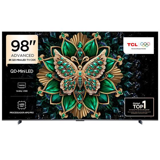 Smart TV TCL 98 Polegadas QLED Mini LED Matte 4K C6K WiFi Bluetooth ...