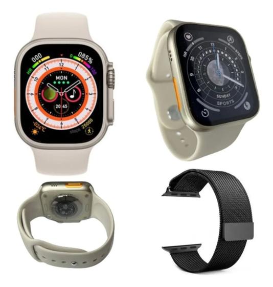 Smart Watch Ultra Gs8 Series 8 49mm Comando Voz Prata C/Pulseira ...