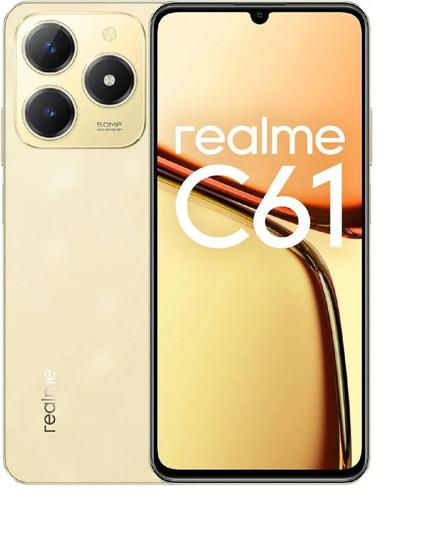 Smartphone Realme C61 RMX3930 128GB 4GB RAM Dual SIM, Telefone NFC Tela 6.74, dourado ...