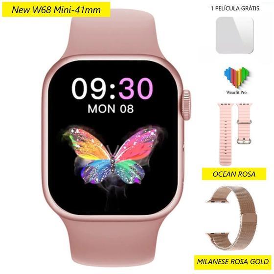 Smartwatch HW68 Mini 41mm 3 puls. Ocean Rosa+Milanese Rosa e pelíc ...