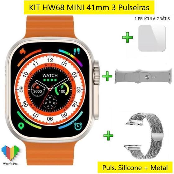 Smartwatch HW68 Ultra Mini Tela 1.75" 41mm HD Nfc redes Sociais Saúde ...