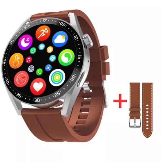 Smartwatch Redondo Relógio Hw28 Digital Analógico Marrom + Pulseira ...