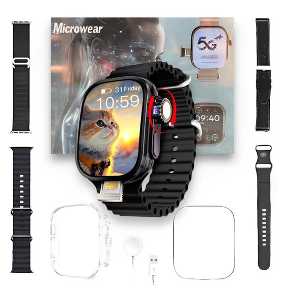 Smartwatch Ultra 3 Ai Chip 5g Câmera Wifi 16gb + 4 Pulseiras ...