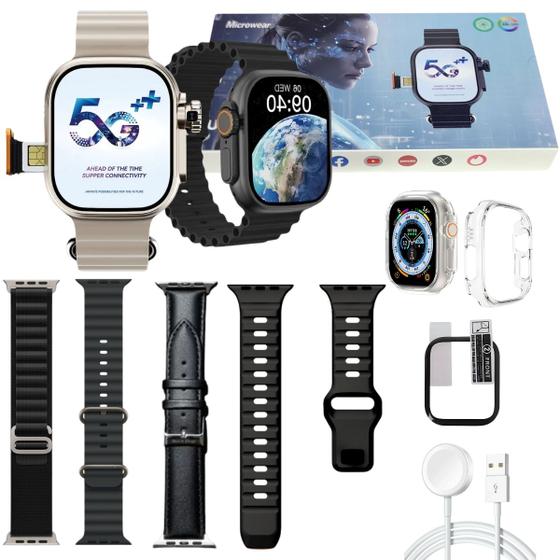 Smartwatch Ultra 3 Ai Chip 5g Câmera Wifi 16gb Kit 4 Pulseiras Relogio ...