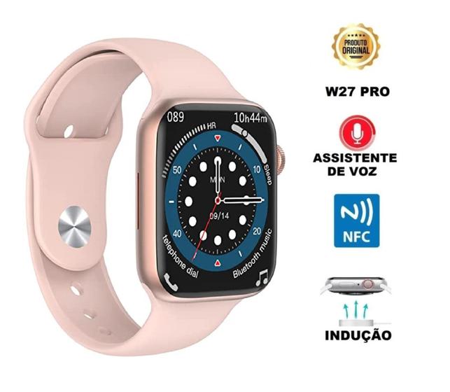 Smartwatch W37 Pro Watch 7 Rosa Corrida Bike Cross IOS Caminhada ...
