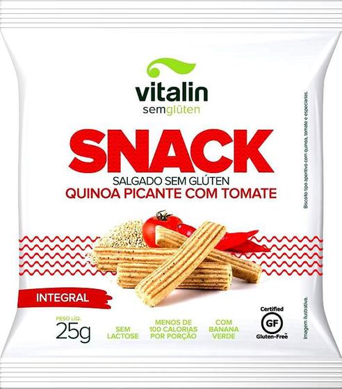 Snack Salgado Sem Glúten Quinoa Picante com Tomate Vitalin 25g - Snack ...