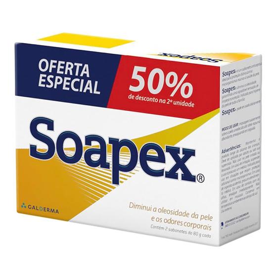Soapex Sabonete em Barra 2 unidades 80g cada com 50% de desconto na 2ª ...