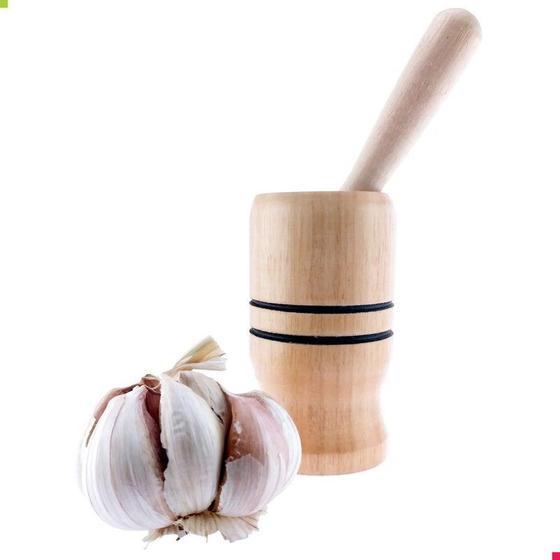 Socador Espremedor Pestle Alho Madeira Ecológica Pilão - Alves ...