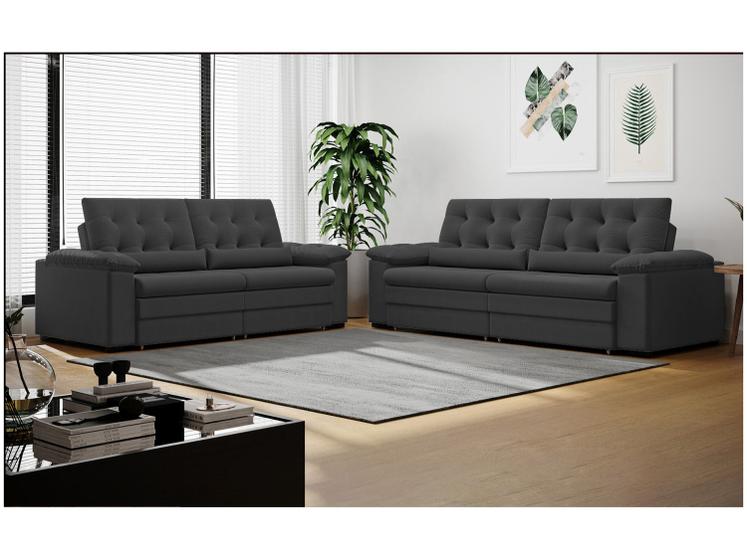 Sofá 2 e 3 Lugares Retrátil Reclinável Suede Phormatta Colômbia SMP ...