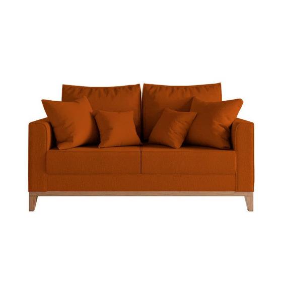 Sofa 2 Lugares Pes e Base em Madeira Beny Suede Terracota - Kimi Design ...