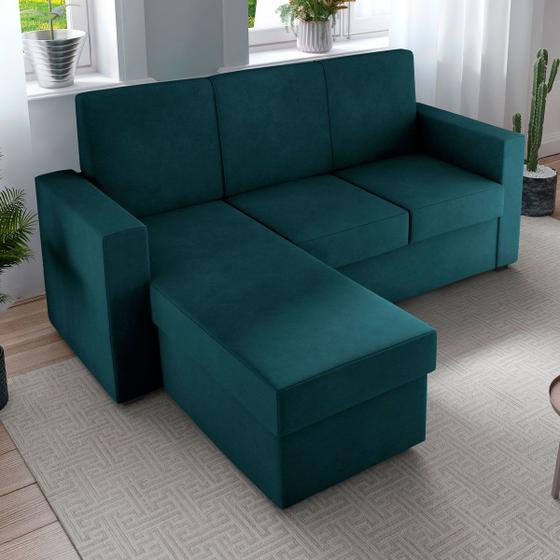 Sofá 3 Lugares Megam Com Chaise Azul Infinito - Vian - Sofás - Magazine ...