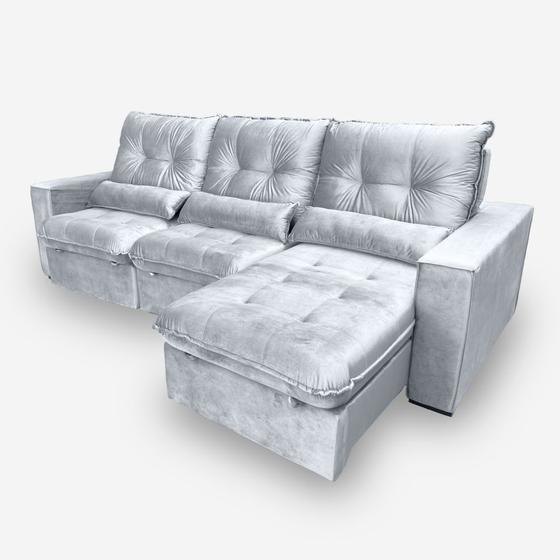Sofá Atlanta 6 Lugares 3,20 metros Veludo - 26 Prata - Fonte do Sofá ...