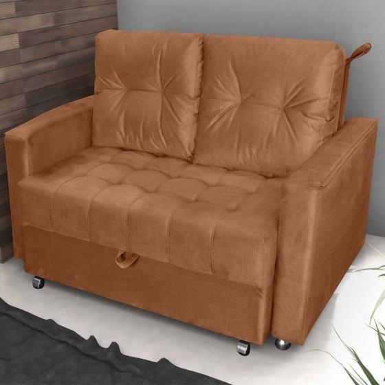 Sofá Cama 2 Lugares Drika Reclinável Veludo Light/ferrugem - Matrix ...