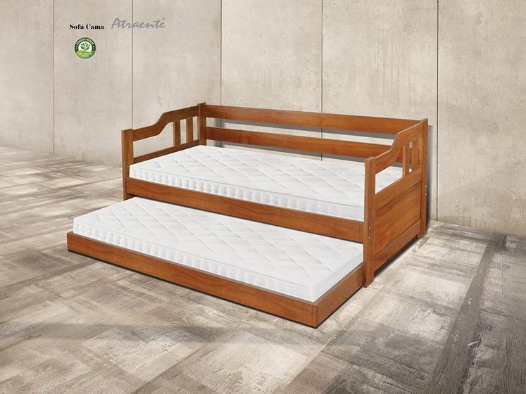 Sofá Cama Castanho em Madeira Maciça Pinus - Atraente - Sofá-Cama ...