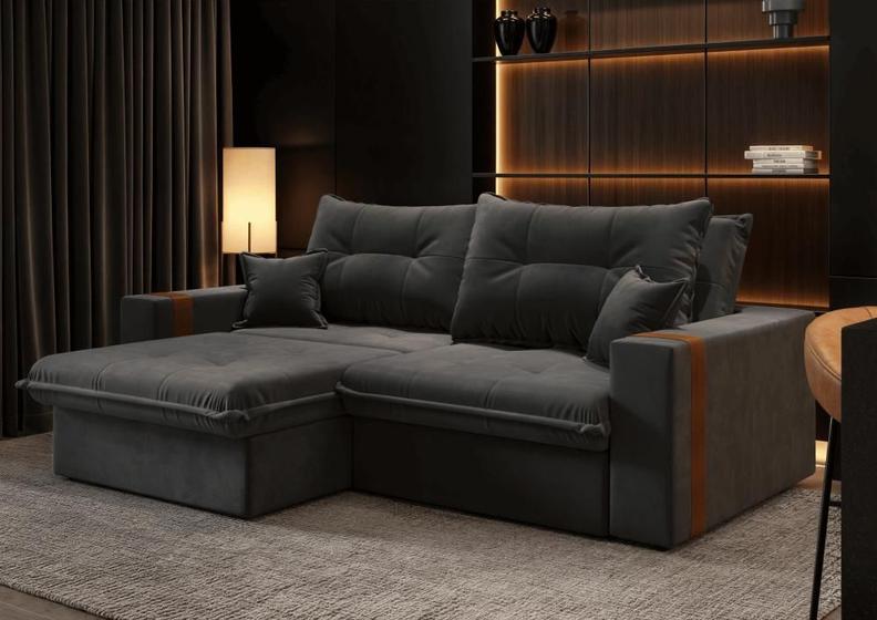 Sofá-cama Ipanema 3 Lugares Suede Grafite 200cm - CIALAR MÓVEIS - Sofá 3 Lugares - Magazine Luiza