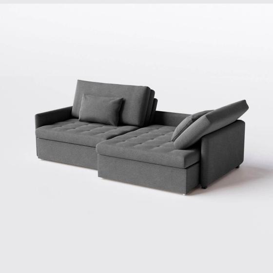 Sofá Cama Retrátil Reclinável Pequim 1,60m em Linho Carter Cinza Médio ...