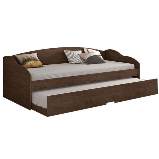 Sofá Cama Solteiro Funny III c/ Auxiliar Café - Conquista - Bicama - Magazine Luiza