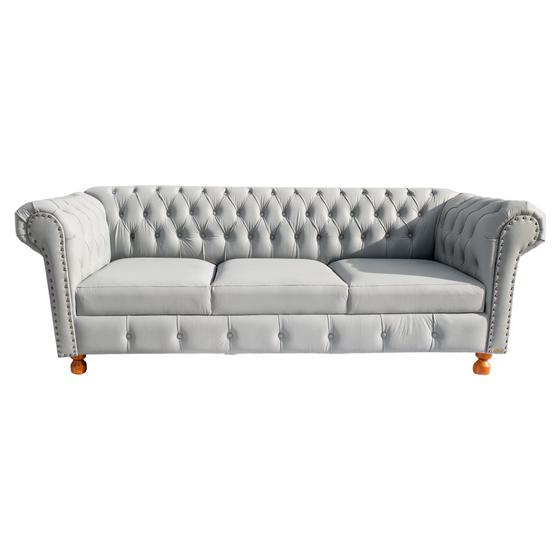 Sofá Chesterfield Capitone Luis XV material sintético Branco 2M ...