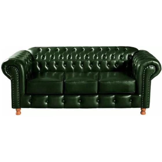 Sofá Chesterfield Luís XV 3 Lugares Vintage Retrô Capitonê material ...
