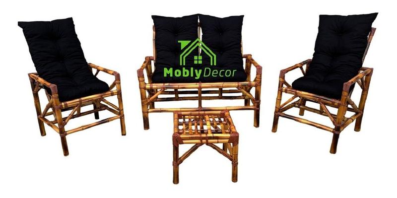Sofa De Bambu 4 Lugares Direto De Fabrica Com Mesa De Centro - BUARQUE CONFORT - Móveis para ...
