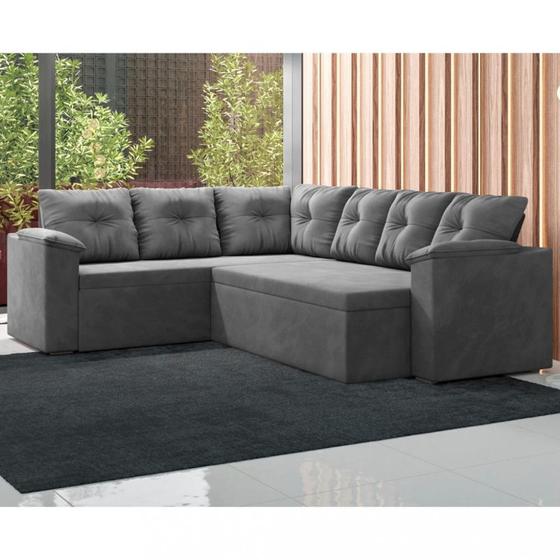 Sofá de Canto 5 Lugares Retratil Suede Escocia Flash - Flash Estofados - Sofá 5 Lugares ...