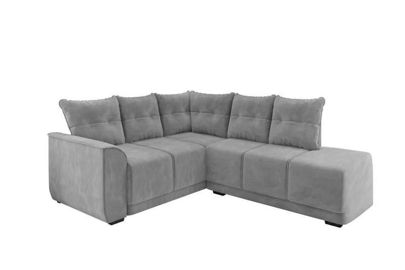 Sofá De Canto 5 Lugares Suede Amassado Cinza Com Almofadas Soltas - Chicago - FLASH ESTOFADOS ...