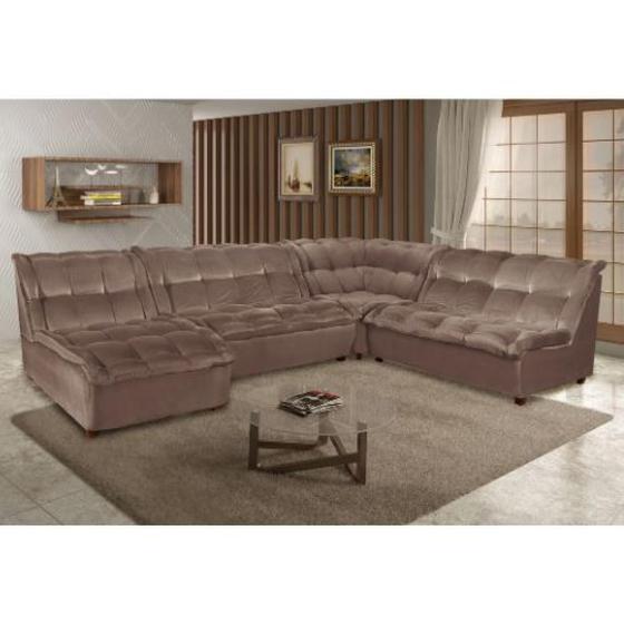 Sofá de Canto Com Chaise Inca Caramelo Charme Bello - Sofá de Canto - Magazine Luiza
