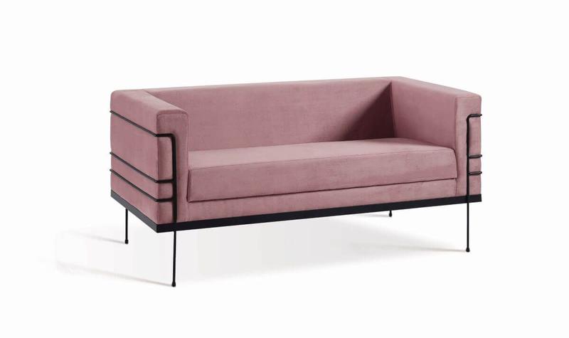 Sofá Le Corbusier 2 Lugares Linho e Veludo Várias Cores - DAF Mobiliário - Sofá 2 Lugares ...