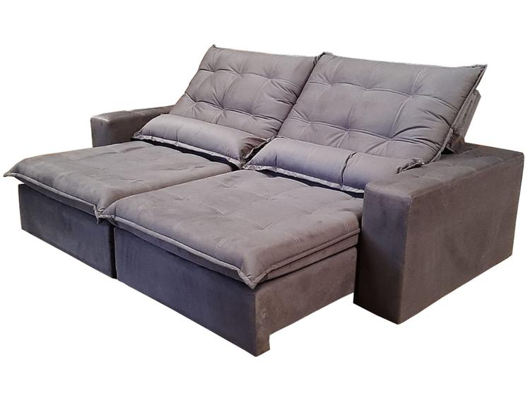 Sofa Leblon Retratil e Reclinavel 2,50 Metros Cor Cinza Rg Estofados ...