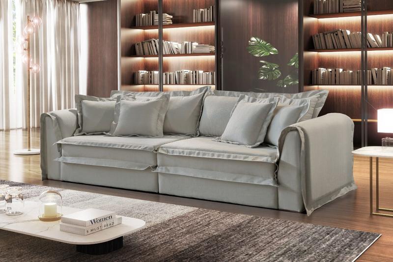 Sofá Living Fiorela Sala De Tv - Zurc Decor - Sofás - Magazine Luiza