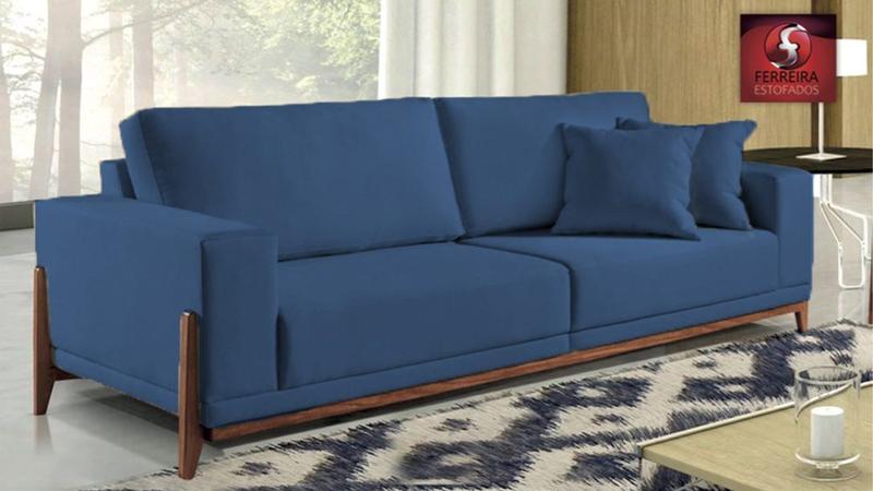 Sofá Lux Linho - Azul 1,80m - Ferreira Estofados - Sofás - Magazine Luiza