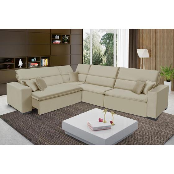 Sofá Milão 2.50x3.75m de Canto, Retrátil e Reclinável - Bege - Sofisticato - Sofá de Canto ...