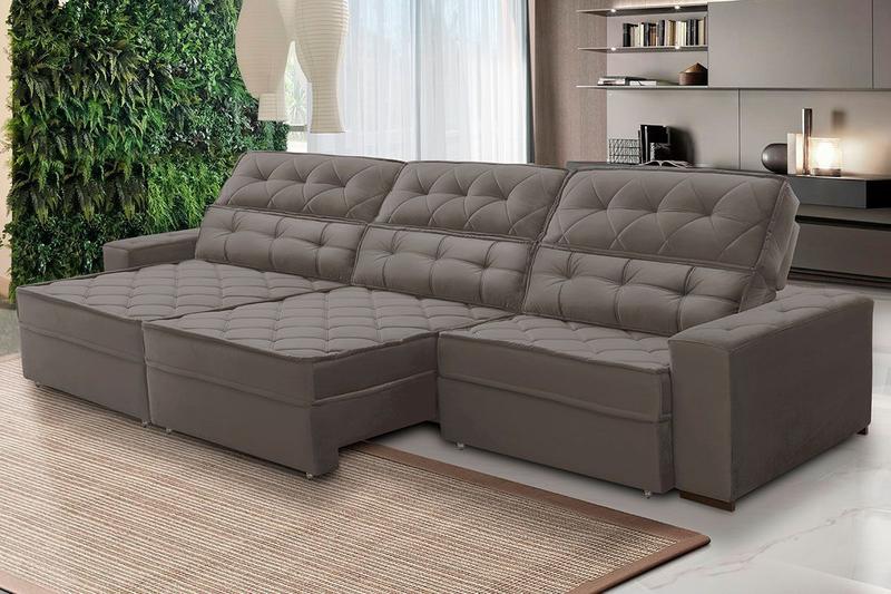 Sofá Retrátil 320 Cm 6 Lugares Duplo Molejo Reclinável D28 Passion ...