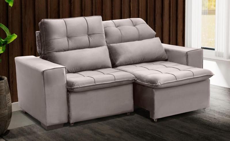 Sofá Retrátil e Reclinável 150 cm Classic Veludo Castor - Chamby Móveis ...