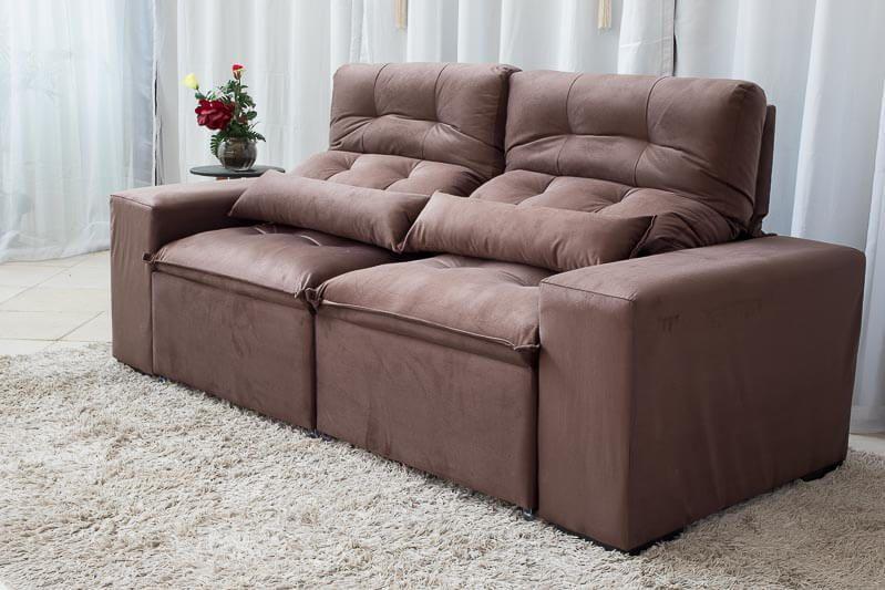 Sofá Retrátil e Reclinável 1,5m Suede Marrom - Veneza Estofados - Sofás ...