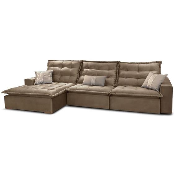 Sofá Retrátil e Reclinável com Chaise Esquerda Amarone Nobel Caqui 320cm - Fabrispuma - Sofás ...