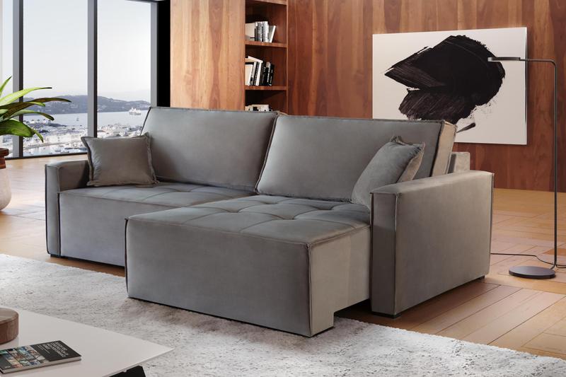 Sofá Retrátil Reclinável Alpha 2,60cm Super Compacto - Bella Decoração ...
