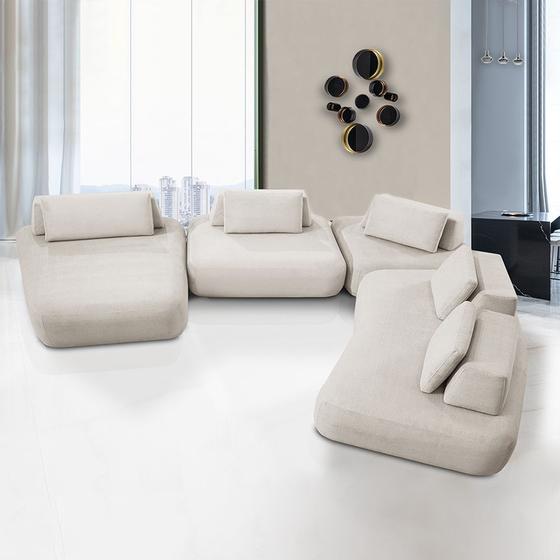 Sofá Sala de Estar Modulado Design Moderno 585cm Pés de Madeira Appa ...