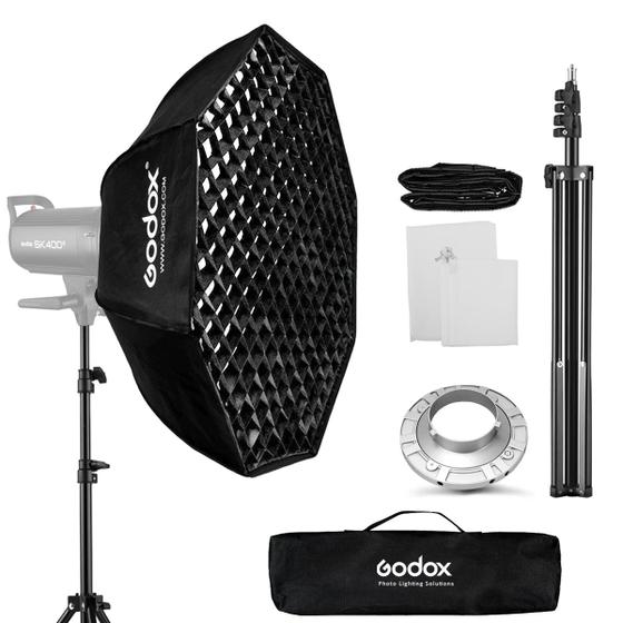 Softbox Bowens Octagonal Godox 95cm Com Grid Colmeia + Tripé 2,4 Metros ...