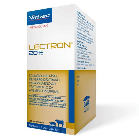 Solução Injetavel Tratamento para Anemia Ferropriva Lectron 20% Virbac ...