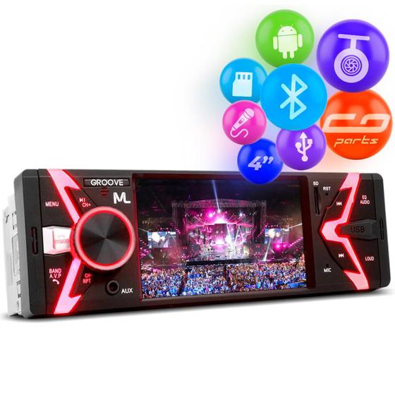 Som Automotivo Multilaser Groove P3341 MP5 Player 1 Din Som Bluetooth ...