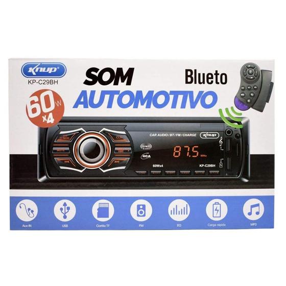 Som automotivo USB bluetooth e leitor de cartão SD MP3 Fm Knup KP-C29BH - Som Automotivo ...