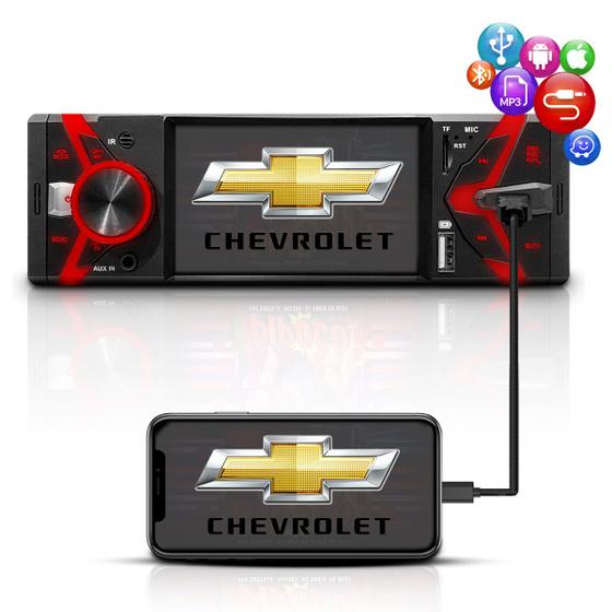 Som Carro Mp4 Universal 1 Din Espelha Android Ios Bt Chevrolet - Tay ...