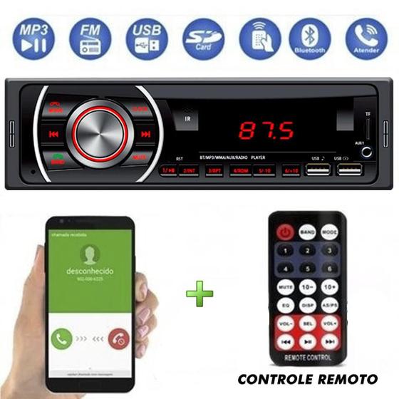 Som de Carro com Bluetooth Aparelho Mp3 Player Espelhamento Chamadas Usb Sd auto radio Fm - Knup ...