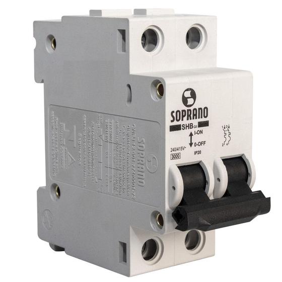 Soprano Disjuntor Din Bifásico Curva-c 32a 3ka Shb2-c032a - Disjuntor Din - Magazine Luiza