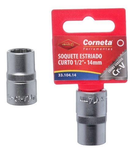 Soquete Estriado Curto 14mm Encaixe de 1/2 Polegada Corneta ...