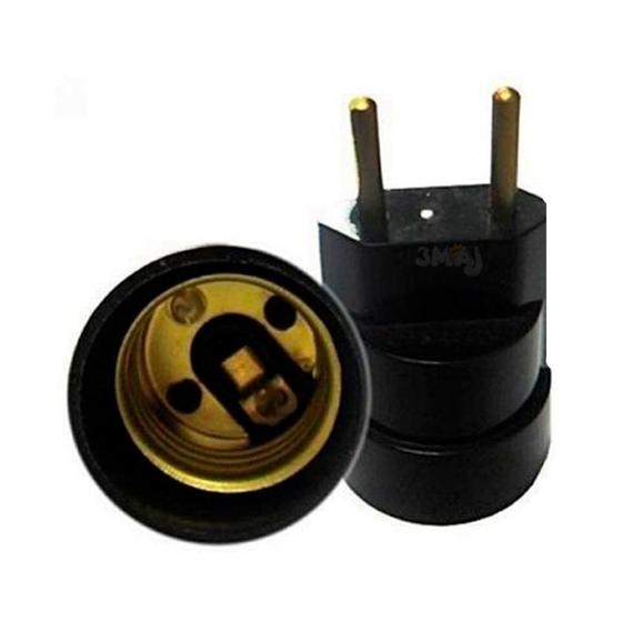 Soquete Pino Porta Lâmpada Adaptador E27 Bocal Tomada Preto - ILUMI - Soquete para Lâmpada ...